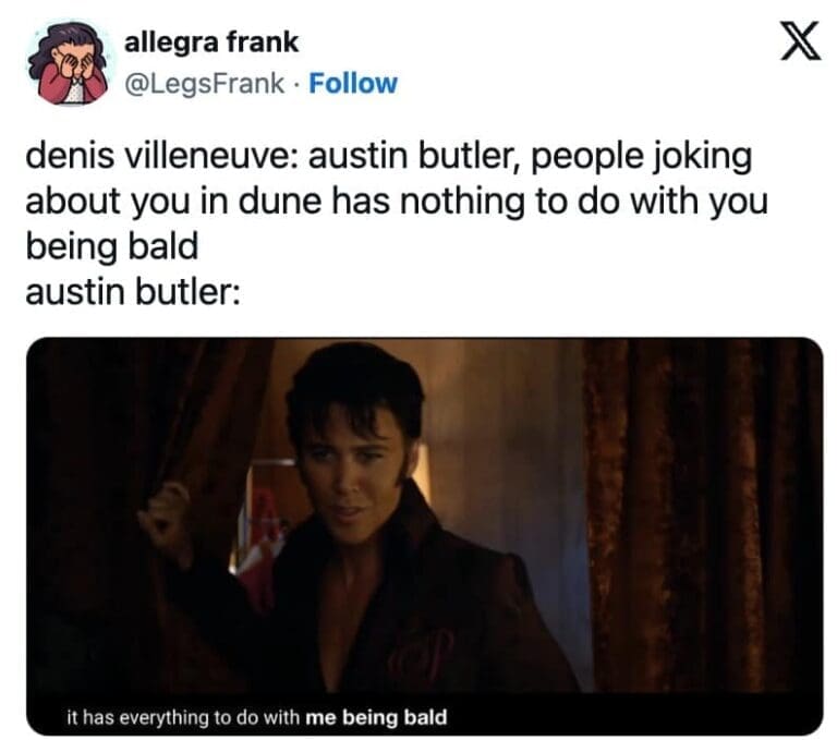 Austin Butler Bald Memes: The Best Dune 2 Meme So Far