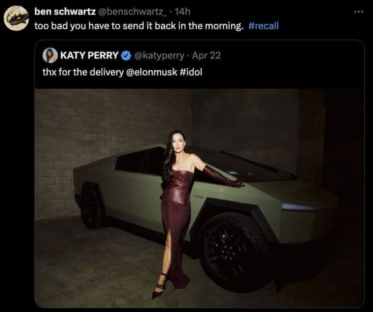 Katy Perry Cybertruck Memes: 24 Tweet Inspired Gems