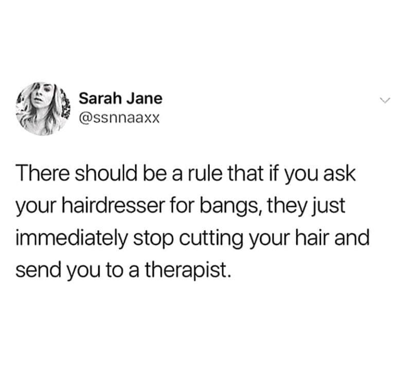 36 Memes That Perfectly Capture the Regret of Cutting Your Own Bangs